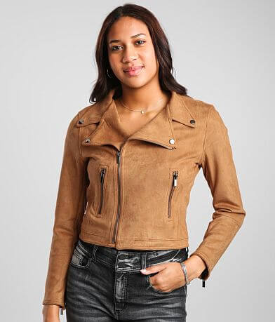 Shinestar Faux Suede Moto Jacket - Women's Coats & Jackets in Meerkat | Buckle