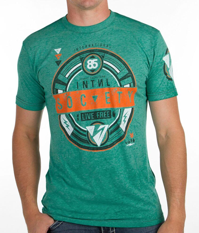 Society Destination T-Shirt - Men's T-Shirts in Green Burnout | Buckle
