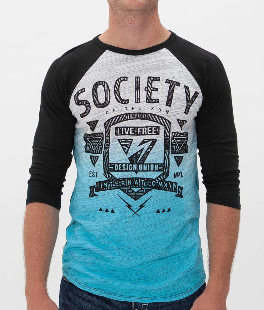 Society Symphony T-Shirt - Men's T-Shirts in Cyan Ombre Dip Dye | Buckle
