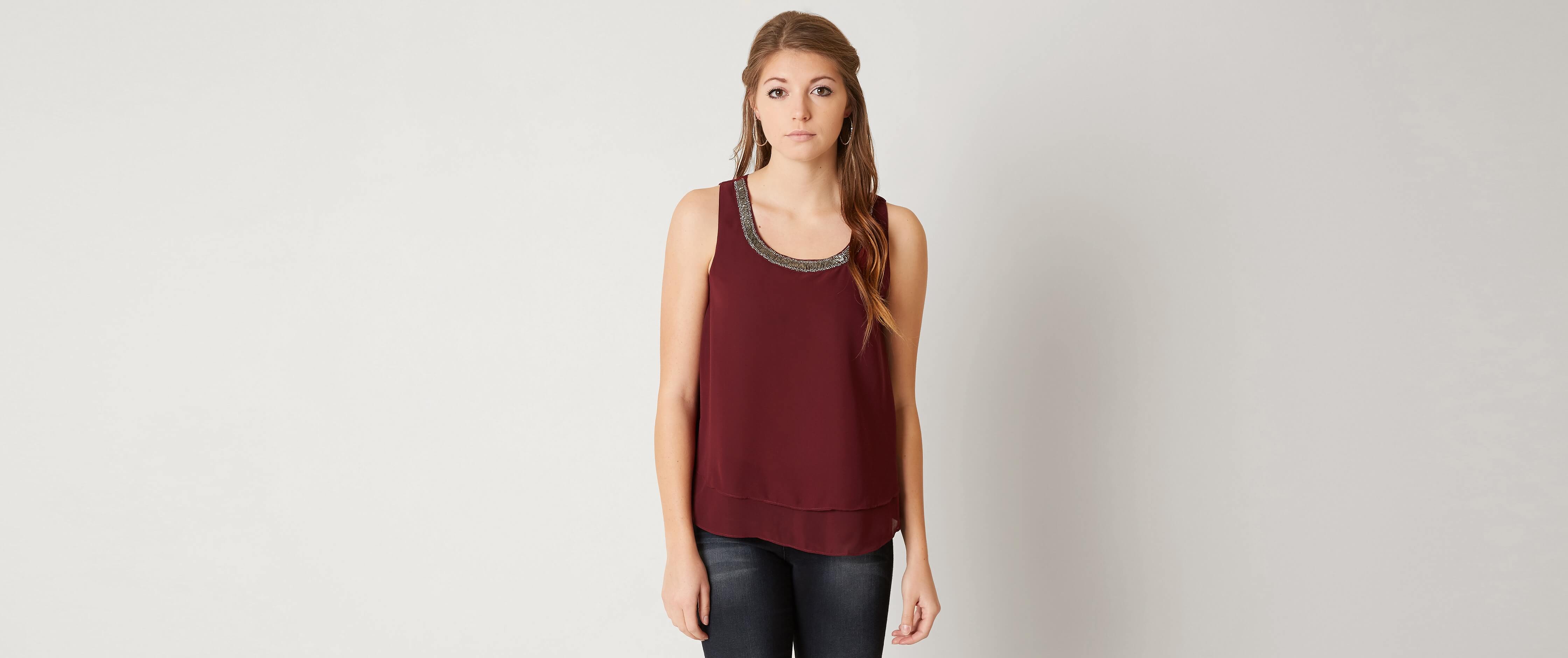 Angie Beaded Tank Top - Women's Tank Tops in Wine | Buckle
