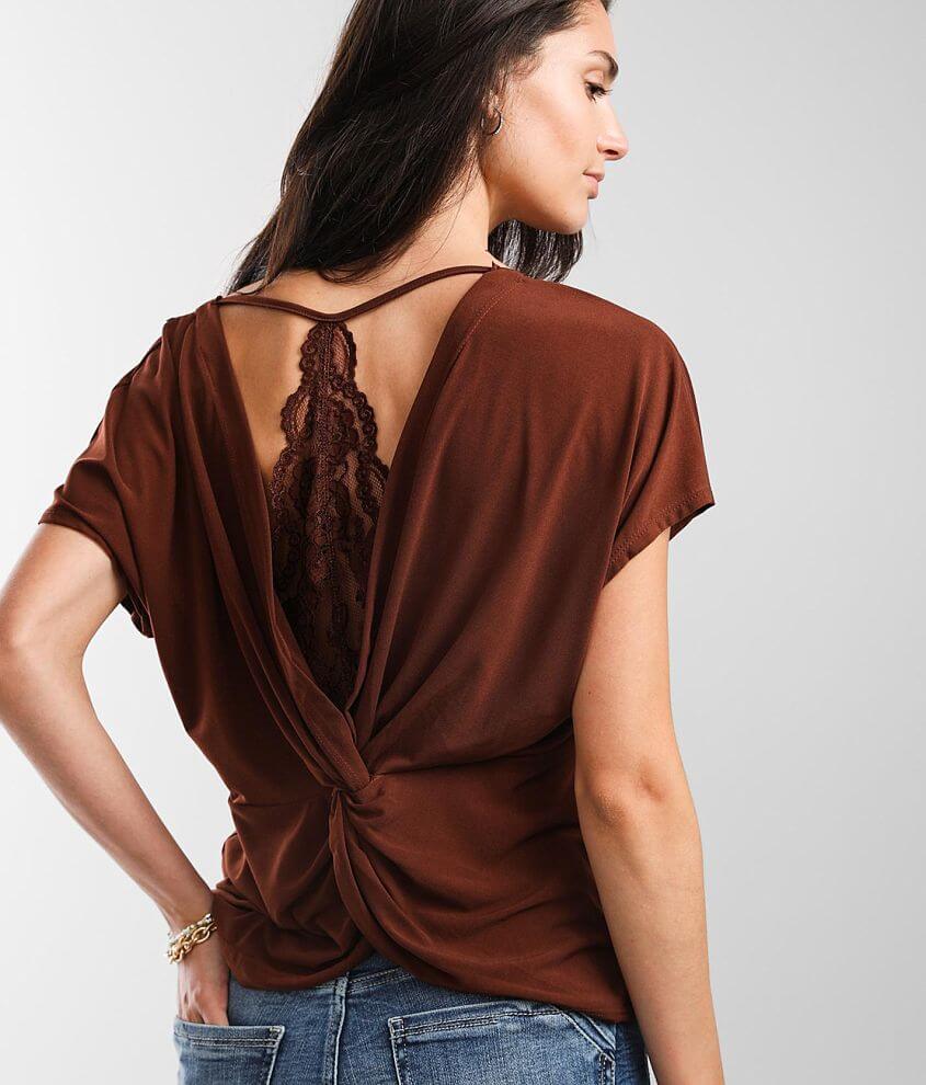 Daytrip Lace Trim Top - Women's Shirts/Blouses in Rum Raisin | Buckle