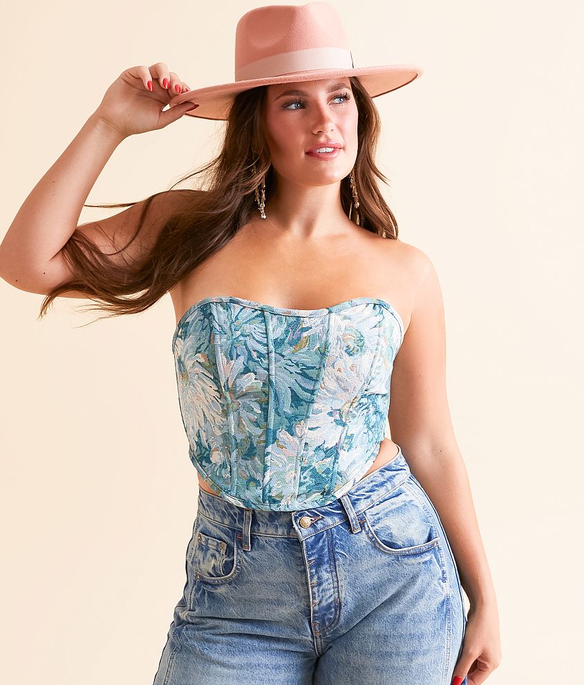 TIC TOC Tapestry Corset Tube Top - Women's Shirts & Blouses TIC TOC Tapestry Corset Tube Top - Women's Shirts & Blouses