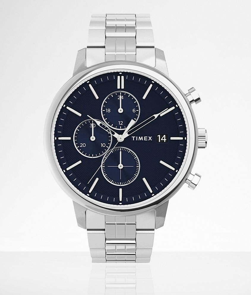 Timex Chicago Chrono Watch - Men's Watches in Silver | Buckle