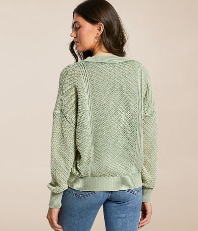 Timing Washed Pointelle Sweater - Women's Sweaters in Sage | Buckle