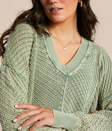 Timing Washed Pointelle Sweater - Women's Sweaters in Sage | Buckle