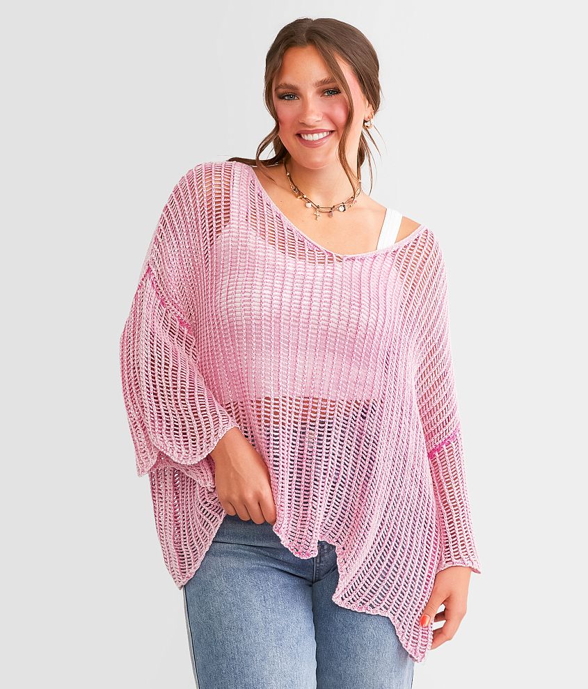 Timing Oversized Boxy Washed Sweater - Women's Sweaters in Candy Pink ...