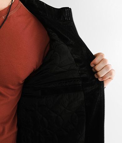 Buckle Black Washed Faux Leather Jacket - Men's Coats & Jackets in ...