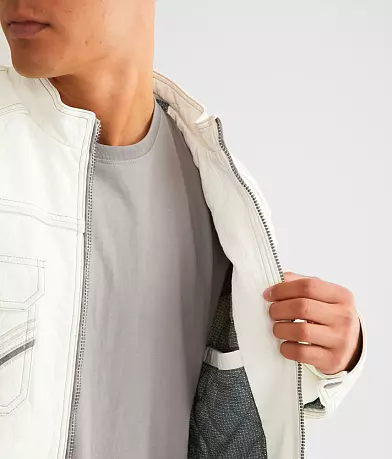 Buckle Black Faux Leather Distressed Jacket - Men's Coats & Jackets in ...