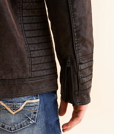 Buckle Black Faux Leather Moto Jacket - Men's Coats & Jackets in Deep ...