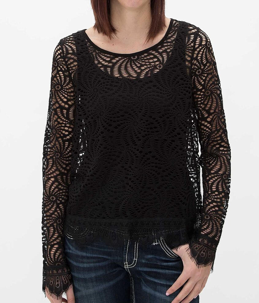 Daytrip Laser Cut Top - Women's Shirts & Blouses in Black | Buckle