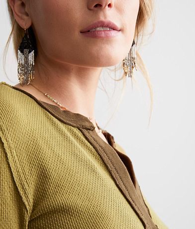 Free People Mikah Notch Neck Top - Women's Shirts & Blouses in Army ...