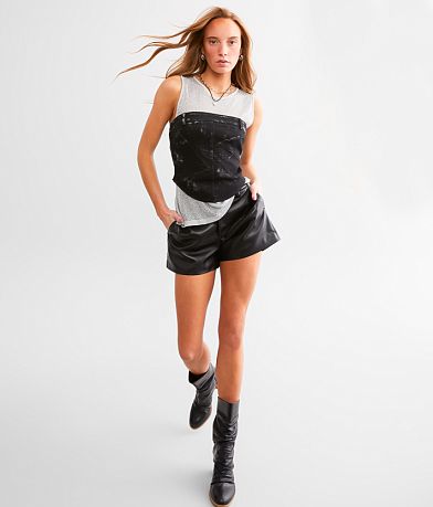 Gilded Intent Metallic Netted Tank Top - Women's Tank Tops in Silver ...