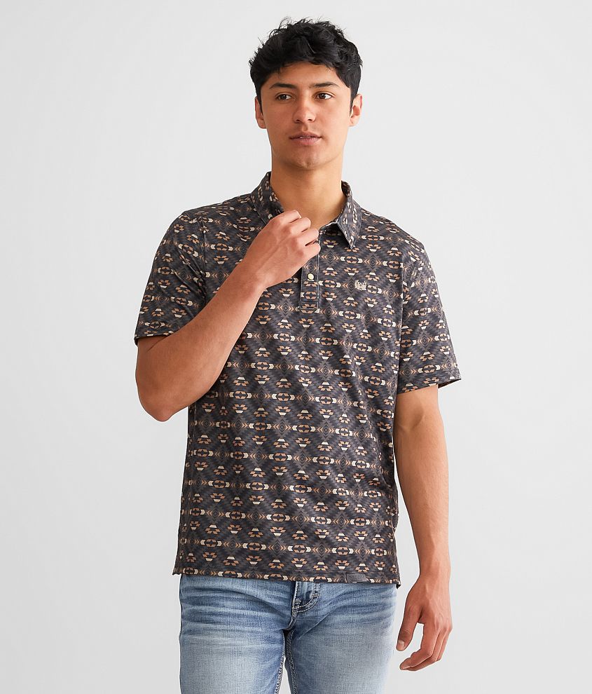Panhandle Aztec Performance Stretch Polo - Men's Polos in Brown | Buckle