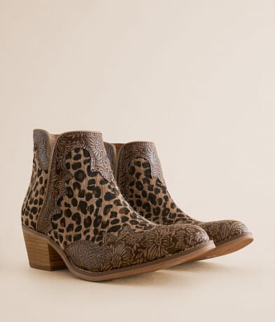 Very G Carly Leopard Floral Ankle Boot - Women's Shoes in Tan Leopard ...