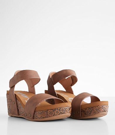 Very G Heritage Floral Tooled Wedge Sandal - Women's Shoes in Tan | Buckle
