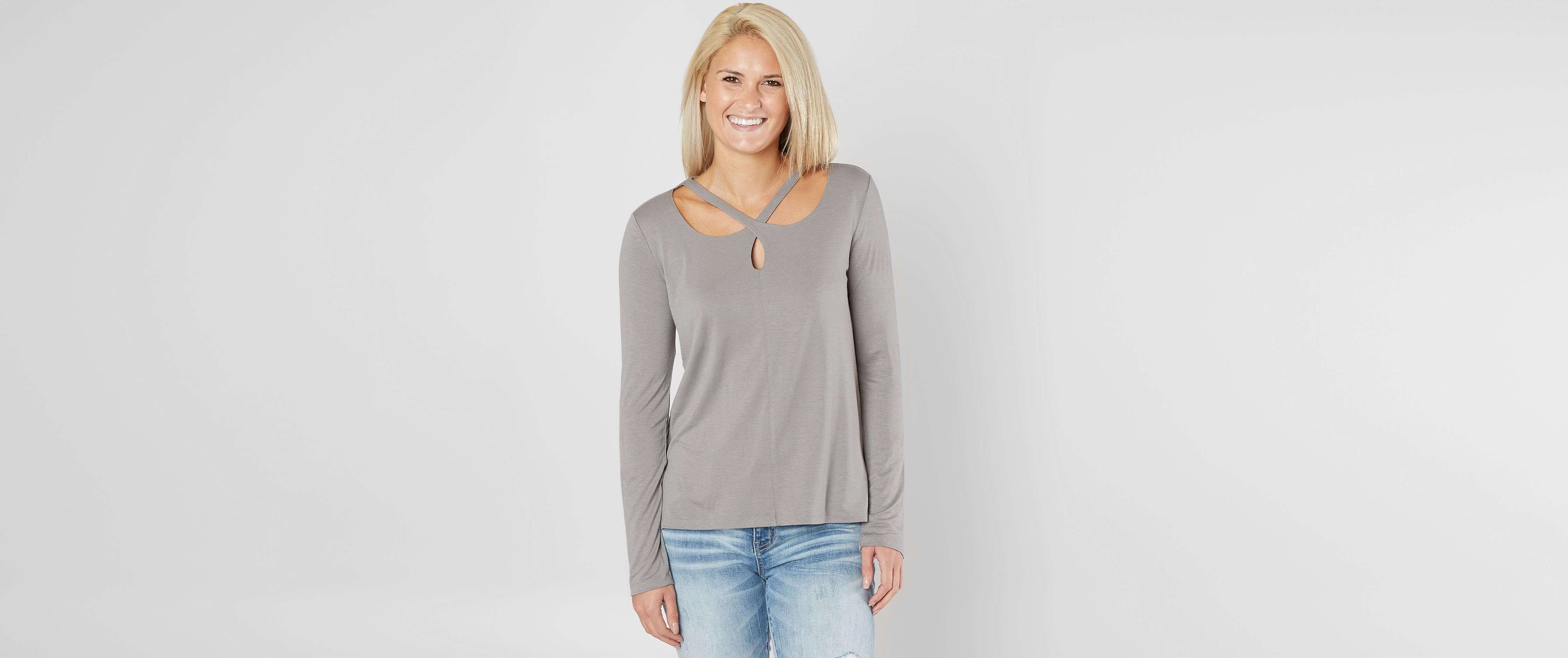 White Crow Cara Criss Cross Top - Women's Shirts & Blouses in Dusk Grey ...