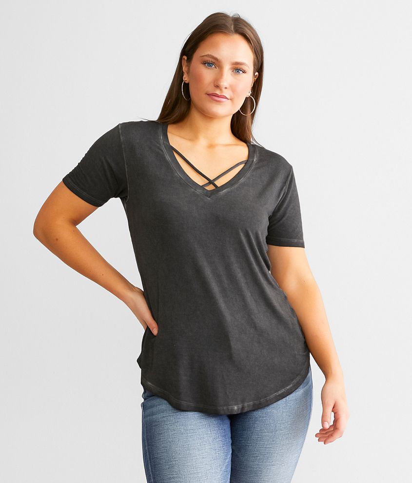 White Crow Sleek Jersey Crossover T-Shirt - Women's T-Shirts in Washed ...